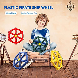 Rcanedny 4 Pack Playground Steering Wheel Swingset Steering Wheel Pirate Ship Wheel Toys for Kids Adult Outdoor Playground Accessories Ship Playhouse Treehouse Decor