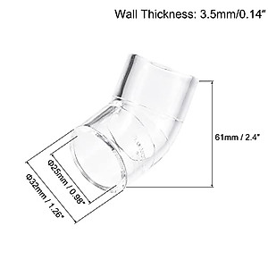 uxcell 4Pcs Clear Elbow Fitting, 25mm/0.98" 2 Way Acrylic Elbow 45 Degree Pipe Fitting Adapter for Connecting Water Pipes