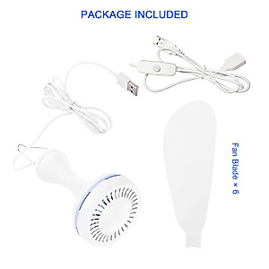 SCOOYEEES USB Powered Ceiling Fan Portable Canopy Fan with ON/OFF switch, 6 Blades Quiet Small DC USB Ceiling Fan Hanging Fan for Camping Cruise RV Tent Gazebo Bed Dormitory Home Room