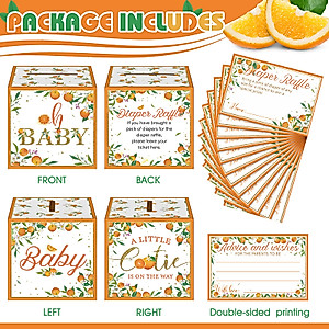 51 Pieces Little Cutie Diaper Raffle Tickets with Diaper Raffle Card Box for Baby Shower Decorations Little Cutie Diaper Raffle Sign Box Diaper Raffle Game Insert Advice and Wishes Diaper Raffle