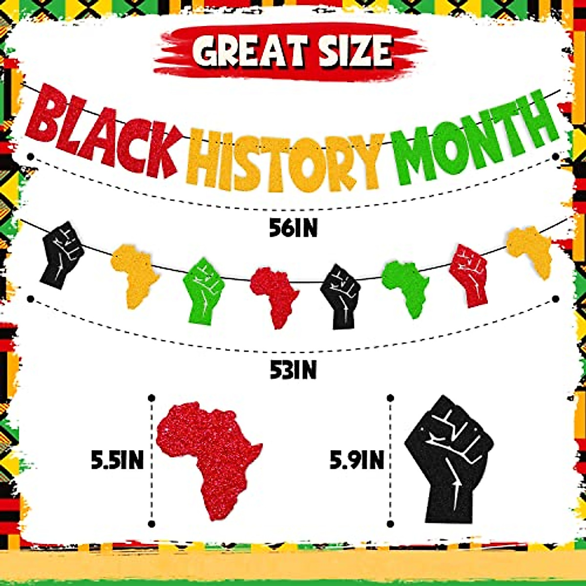 Black History Month Party Decoration Black History Month Banner for African American Black History Month Holiday Party Supplies Glitter Party Decor