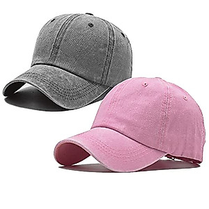 Wahsed-Cotton Baseball-Hats Toddler Baby-Boys-Girls - Sun Protection Infant Child Hats Fit for 2-8Years (Grey + Pink 2Pieces, 52cm Fit for 2-8 Years)