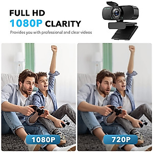 Annirose 1080P HD Webcam with Microphone, USB PC Computer Web Cam with Triopod Stand, Laptop Desktop Full HD Camera Video Webcam, Pro Streaming Webcam for Recording, Calling, Meeting, Gaming