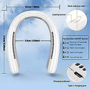 Neck Fan Portable Neck Air Conditioner Rechargeable 4000mAH Battery, Bladeless Neck Fans Neck Cooler for Women Man Personal Fan for Your Neck Cooling Device 3 Speeds Fan and Semiconductor Cooling Chip