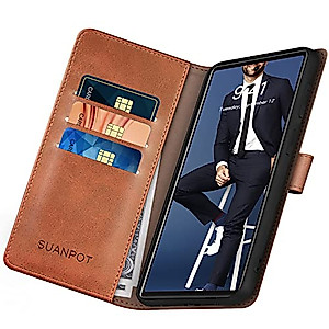 SUANPOT for Google Pixel 6A(Non Pixel 6/6Pro) Wallet case 【RFID Blocking】 Credit Card Holder, Flip Folio Book PU Leather Phone case Shockproof Cover Women Men for Pixel6A Phone case (Light Brown)