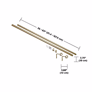 Umbra Cappa Curtain Rod – 1-Inch Drapery Rod Extends from 36 to 66 Inches, Includes 2 Matching Finials, Brackets & Hardware, Brass