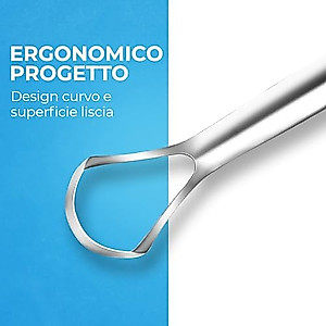 Tongue Scraper for Adults by HOKIN (1Pcs Oral Care Pack) Stainless Steel Tongue Cleaners Reduce Bad Breath 100% Metal Tough Scrapers Men and Women Hygiene