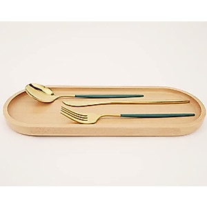 Fermus Wooden Tray, Set of 2, 12.5 Inch Long, Jewelry Dish Cosmetics Organizer Bathroom Clutter Wood Decorative Serving Platter Small Storage Tray, Oval