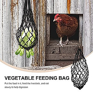 Mikikit Chicken Coop Accessories Poultry Vegetable Feeding Tool: Chicken Vegetable String Bag Cabbage Feeder Treat Feeding Mesh Bag Thickened Poultry Food Feeding Mesh Bag- Black Goat Feeder