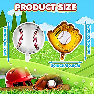 8 Pieces Baseball Balloons, Baseball Party Decorations 18 Inch Foil Mylar Baseball Glove Balloons Baseball Themed Birthday Party Supplies Decorations for Boys Girls Birthdays Party
