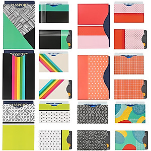LotFancy RFID Blocking Sleeves (19 Pack, 14 Credit Card Protectors + 5 Passport Sleeves) for Identity Theft Protection, RFID Sleeves with Bright Color
