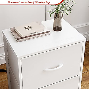Nicehill White Nightstand, Nightstand with Drawer for Bedroom, Small Dresser Bedside Table Bedside Furniture, Small Night Stand for Kids' Room, End Table with Wooden Top, Steel Frame, Modern, White