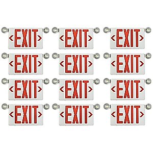 Ciata Ultra Bright Led Decorative Red Exit Sign & Emergency Light Combo with Battery Backup, Fire Exit Sign with Lights, Lighted Exit Signs with Battery Backup, 6-inch Red Letters - 12 Pack