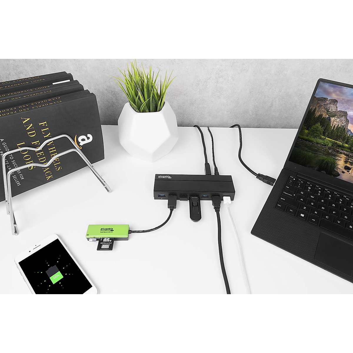 Plugable 7-Port USB 3.0 Hub with 36W Power Adapter - Driverless - Effortlessly Connect Devices and Transfer Data at High Speeds