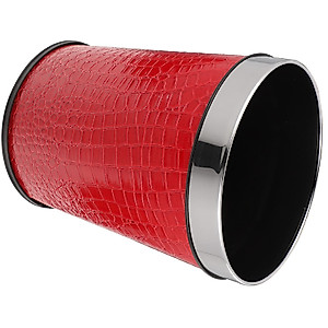 STOBOK Red Leather Trash Can, Open-Top, 11" x 11" x 11"