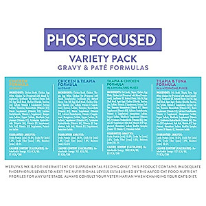 Weruva Wx Phos Focused, Pate & Gravy Formulas Variety Pack, 3oz Can (Pack of 12)