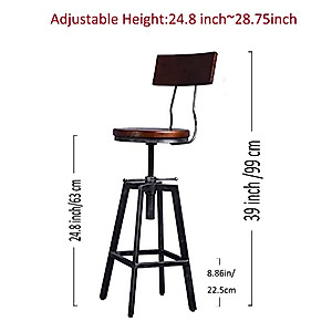 FUBIRUO 3 Piece Industrial Adjustable Bar Table Set, Kitchen Counter Height Dining Table with 2 Stools,Machinist Bar Table and Chairs Set, Bar Height Bistro Table and Swivel Pub Stools Pub Table Set