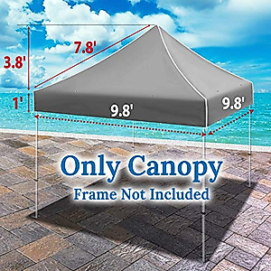BenefitUSA Ez pop Up Instant Canopy 10'X10' Replacement Top Gazebo EZ Canopy Cover Patio Pavilion Sunshade Polyester (Grey)