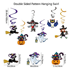 Halloween Party Decorations, Happy Halloween Banner Hanging Swirl Streamers and 3D Bat for Halloween Party