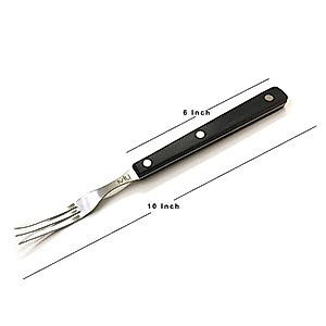 WALLFARM Stainless Steel Granny Fork, 3-Tines, Meat Fork, Barbecue Fork, Carving Fork for Grilling, Barbecue, Serving, Roasting, 10-Inch