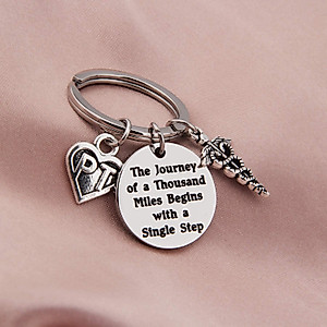 TGBJE Physical Therapy Gift A Journey of a Thousand Miles Begins with a Single Step Graduation Gift for PT Gift (PT keychain)