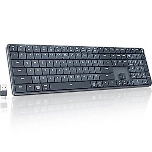 Veilzor Wireless Keyboard - Super Quiet Dual-System Layout Wireless Keyboard for MacOS/Windows, Slim Full Size Computer Keyboard