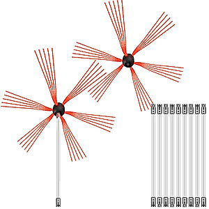 VEVOR Chimney Sweep Kit 33FT Length, Chimney Brush Kit with 10 Nylon Flexible Rods and 2 Brush Head, Rotary Chimney Cleaning Kit Driven by Drill, Chimney Brush Rod Kit for Cleaning Fireplace