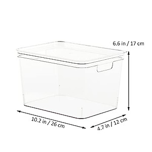 Angoily Plastic Storage Bin Tote Organizing Container with lid Fridge Storage Bin Stackable Storage Bins for Office Entryway Closet Cabinet Bedroom