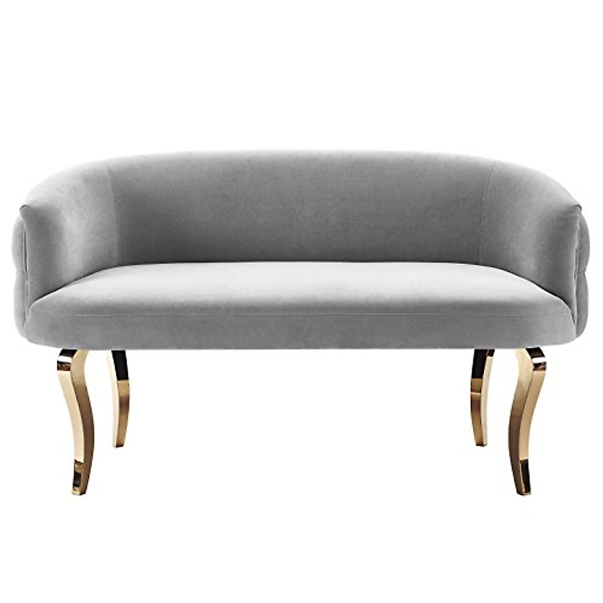 Tov Furniture The Adina Collection Contemporary Living Room Velvet Upholstered Loveseat, Grey with Gold Legs