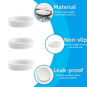 Hufopik Threaded/Screw-On Caps for 3 and 5 Gallon Water Bottle Jugs (6 pk) (53mm, White)