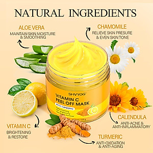 SHVYOG Vitamin C Peel Off Face Mask, Peel Off Mask with Turmeric, Blackhead Remover & Deep Cleansing Face Peel Mask, Vitamin C Exfoliating Face Mask for Blackheads, Large Pores, Dirts, Oil