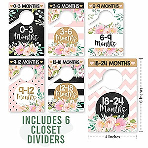 6 Baby Closet Size Dividers Baby Girl - Floral Baby Closet Dividers By Month, Baby Closet Organizer For Nursery Organization, Baby Essentials For Newborn Essentials Baby Girl, Nursery Closet Dividers