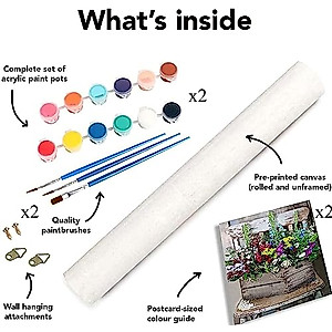 Fuinkqe 2 Pack Paint by Number for Adults Beginners - Flower Adult Paint by Numbers Kits, Flowers Paint by Numbers, Acrylic Paint Painting for Kids Beginner Adults Crafts Gift Decor 12x16inch(30x40cm)