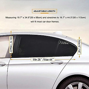 2Pcs Car Window Shade for Baby Universal Fit Adjustable Shade Breathable Mesh Car Curtains Window Net Car Rear Door Outdoor Camping Netting (XL)