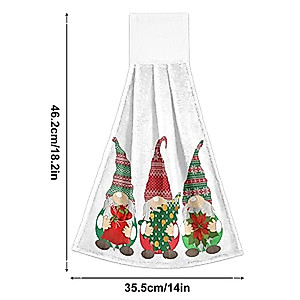 KOCOART Cute Scandinavian Gnomes Kitchen Oven Towels Merry Christmas Hanging Hand Towel with Loop 2 Pieces Super Absorbent Dishcloth Fingertip Tea Bar Dish Towel for Bathroom Tabletop