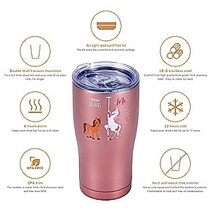Shamone Unicorn Sister Gifts from Sister, Tumbler 20oz Insulated Stainless Steel w/Lid, SS Straw, Cleaning Brush, Sister Birthday, Sister Christmas Gifts, Funny Gift from Sister (Rose Gold)