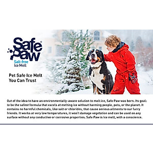 Safe Paw, Dog/Child/Plant Pet Safe Ice Melt with Traction Agent, 8lb, 100% Salt-Free/Chloride-Free, Non-Toxic, No Concrete Damage, Fast Acting, Lasts 3X Longer