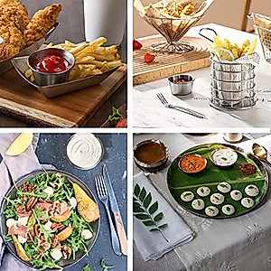 SOLMOONY 6x1.6oz Salad Dressing Container To Go,Reusable Sauce condiment containers with lids, 304 Stainless Steel Containers with Silicone Lid Easy Open, Leakproof Sauce Containers for Lunch Box