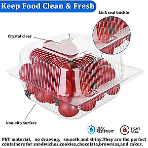 Clamshell Food Containers 50pcs Clear-Hinged Plastic Containers, Durable Dessert Containers for Cakes, Sandwiches, Salad and Fruits, Stackable Clear To Go Plastic Containers Keep Your Food Fresh