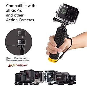 Waterproof Floating Hand Grip Compatible with GoPro Hero 12 11 10 9 8 7 6 5 4 3+ 2 1 Session Black Silver Camera Handler & Handle Mount Accessories Kit for Water Sport and Action Cameras (Yellow)