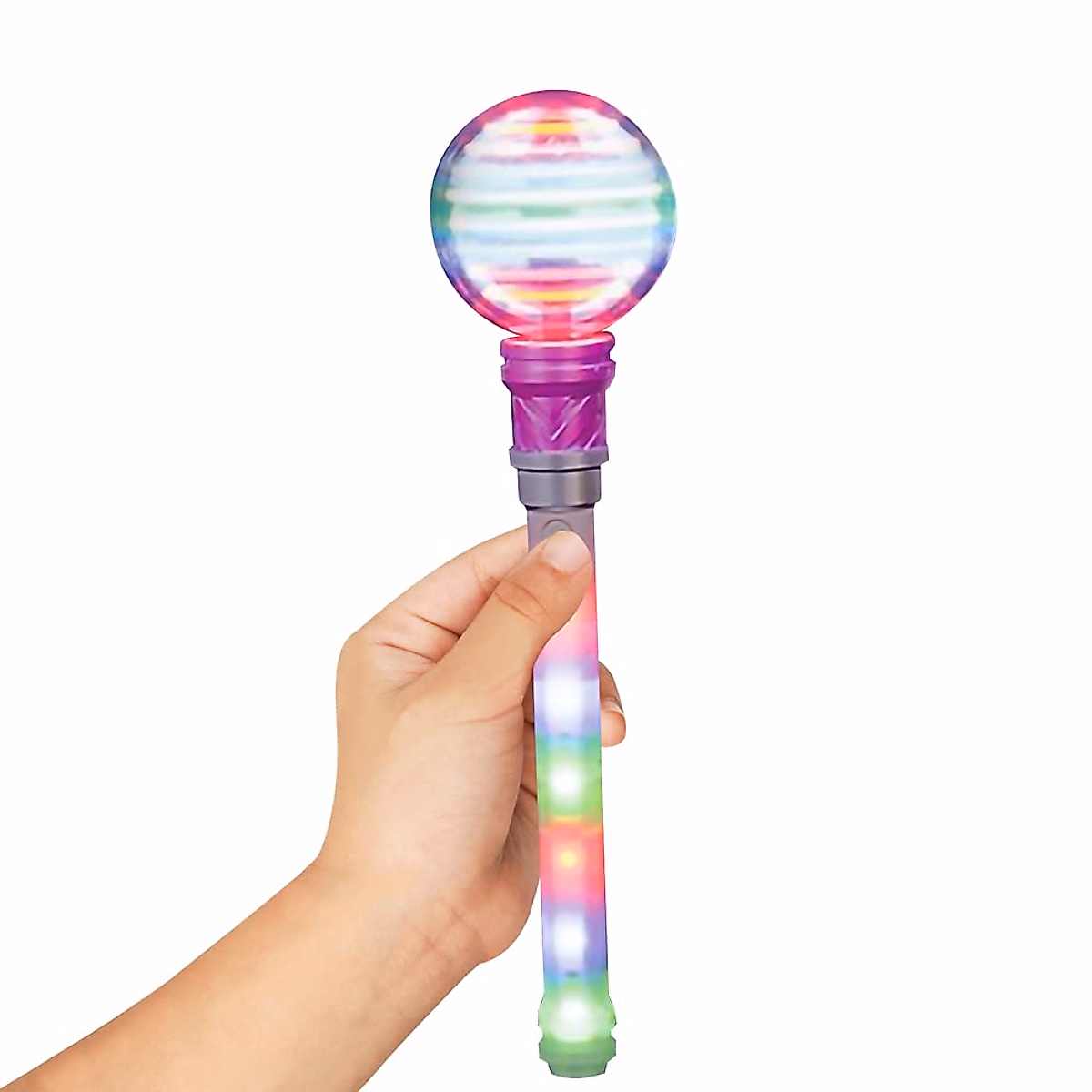 ArtCreativity Spinning Light Up Wand for Kids, 14-Inch LED Light Wand with Batteries Included, Fun Light Up Spinning Wand for Boys and Girls, Perfect Party Favor or Birthday Gift