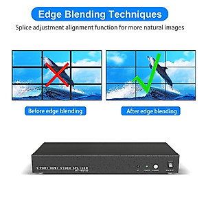 Yinker 3x3 HDMI Video Wall Controller 13 Display Model, 4K Input TV Wall Controller,1080P Output TV Wall Processor, IR Remote 3X3/3X2/2X3/2x2/4x2/2x4