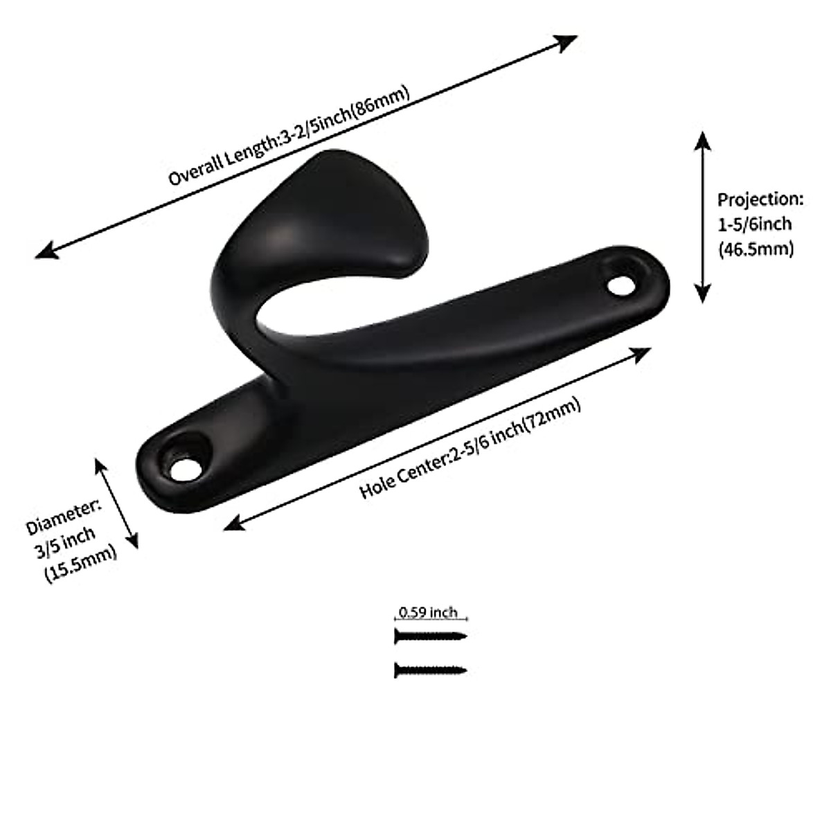 DECMATE 5 Packs Heavy Duty Wall Mounted Coat Hooks with 10 Screws Hardware Contemporary Metal Single Hooks Flat Black for Hanging Coat, Scarf, Bag, Towel, Cap, Cup, Hat …