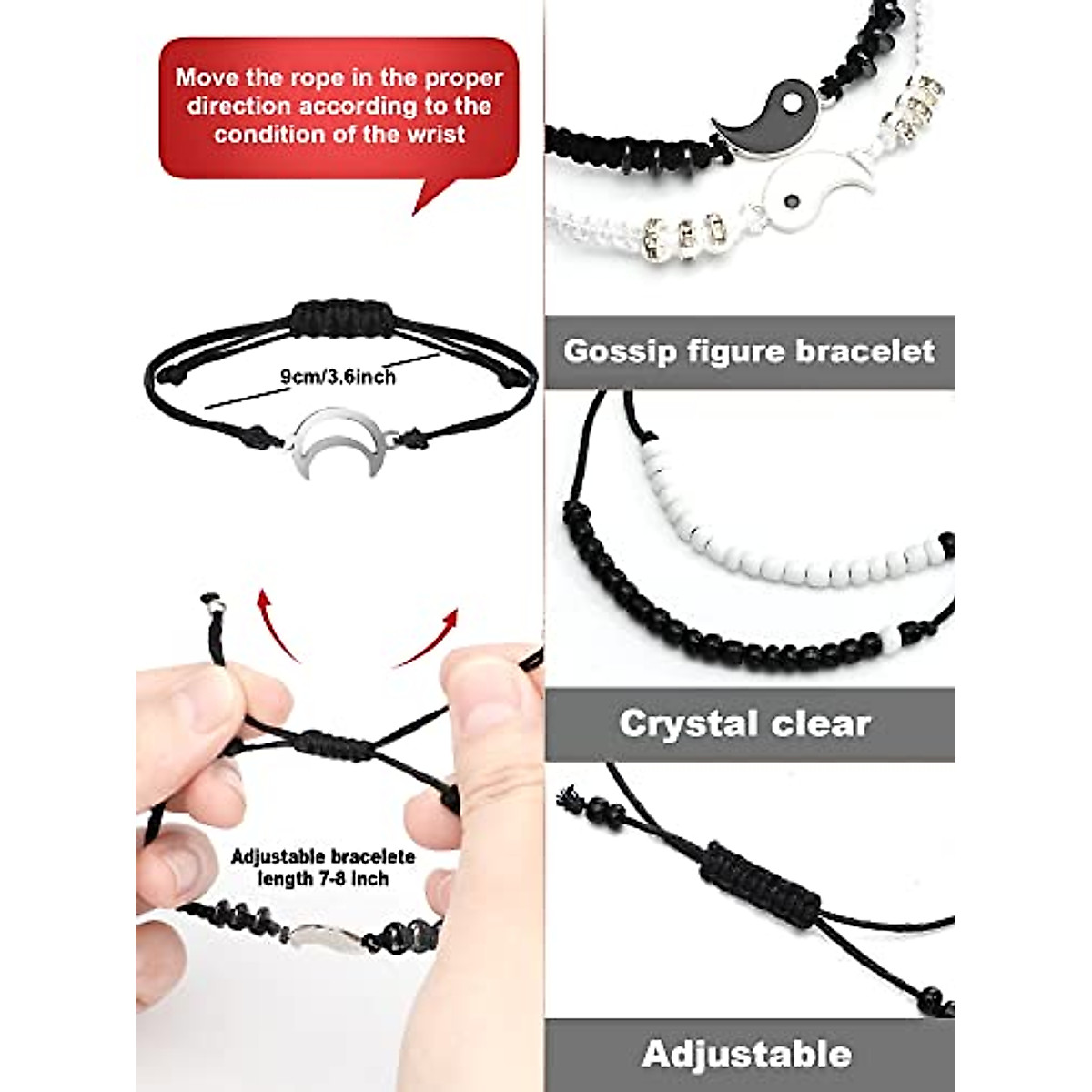 8 Sets Friend Bracelets Matching Bracelets for Couples Sunflower Bracelets Yin Yang Pinky Promise Bracelets Sun and Moon Bead Heart Bracelet for Graduation Gifts Cool Bff Friendship Boy, Girlfriend