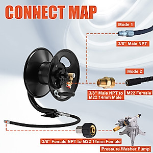 Tool Daily Pressure Washer Hose Reel, 100 FT Heavy Duty Steel Hose Reel for Power Washer