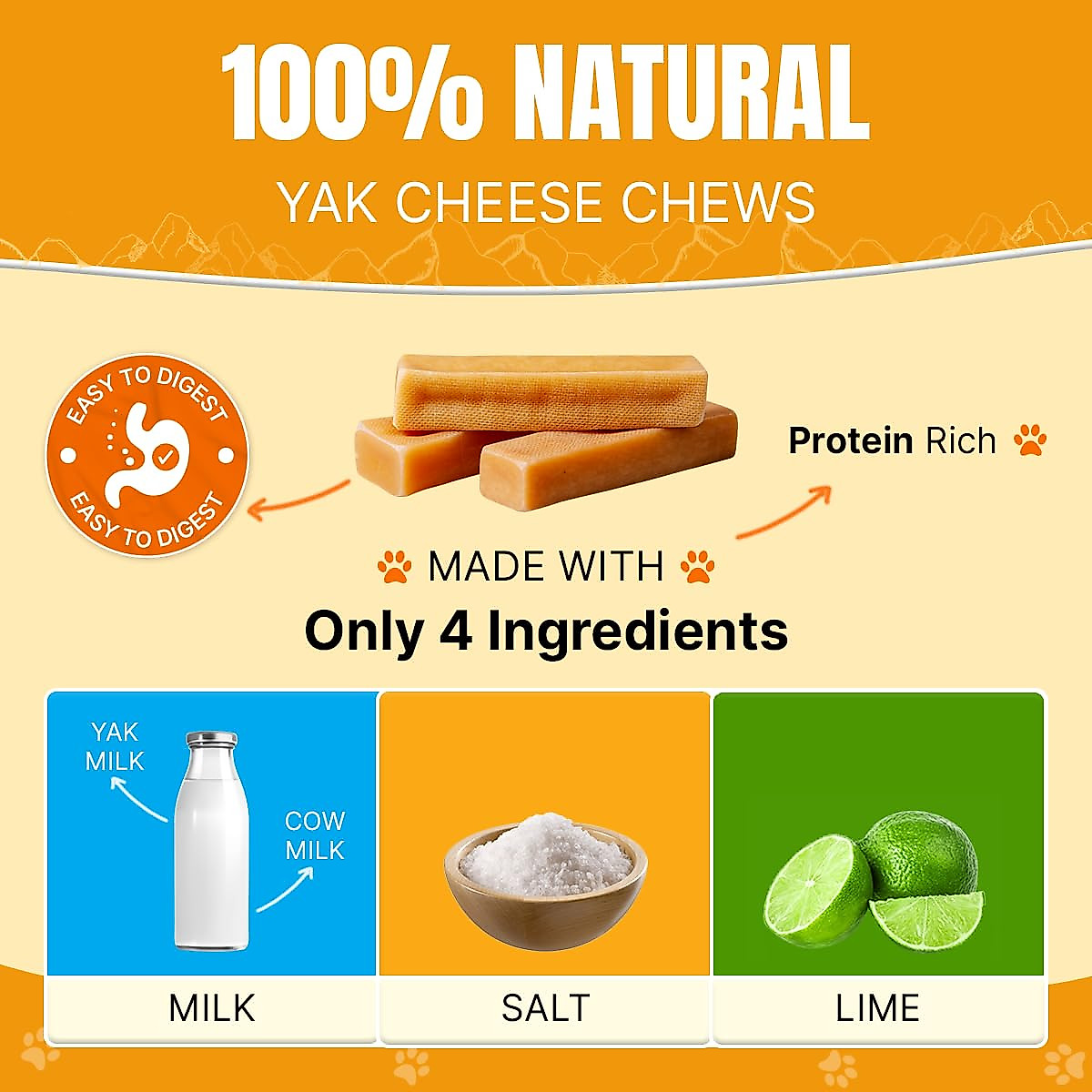 Tibetan Dog Chew 2 lb Yak Cheese Sticks Natural Handmade Treats for Extra Large Dogs, LongLasting and Easy to Digest with No Additives, Rawhide, Grains, or Gluten, Perfect for Aggressive Chewers, Bulk