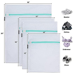 AnsFind Mesh Laundry Bags for Delicates 4Pack Small Durable Honeycomb Mesh Wash Bags Garment Bags for Laundry Washer and Dryer (1 M 16×20 Inch，2 S 12×16 Inch, 1 XS 10×12Inch)
