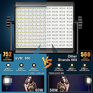 GVM RGB LED Video Light with Bluetooth Control, 60W Photography Studio Lighting Kit with Stands, 2-Packs 880RS Dimmable Led Panel Light for Youtube, Streaming, Gaming, 8 Applicable Scenes, CRI97