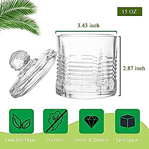 15oz Q-tips Holders[Set of 6], Glass Apothecary Jars with Lids, Bathroom Canister Storage Organization Accessories for Cotton Ball and Swab, Floss, Hair Ties & Pins, Mothers Day Gifts from Daughter, GQ004