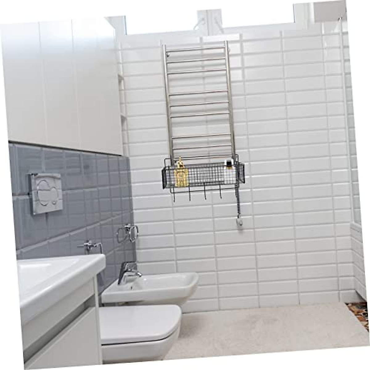 Cabilock 1 Set Bathroom Storage Rack Wire Shelves Wall Mounted Wire Storage Rack Hanging Storage Shelves Flowerpot Shelf Grid Storage Baskets Food Display Rack Hole-Free Storage Rack Black